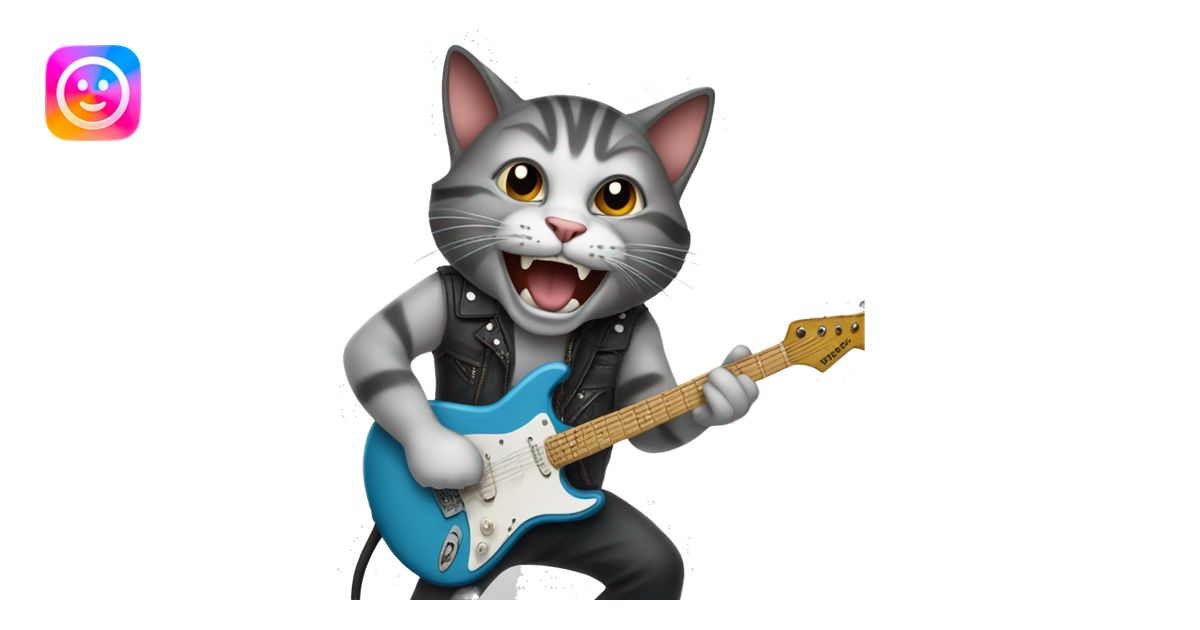 Cat jamming to hard rock music emoji | AI Emoji Generator