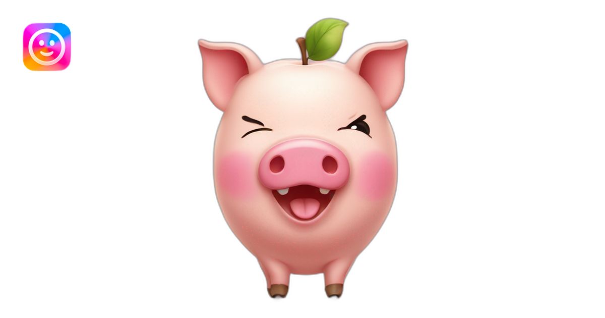 Apple pig blushing smiling emoji | AI Emoji Generator