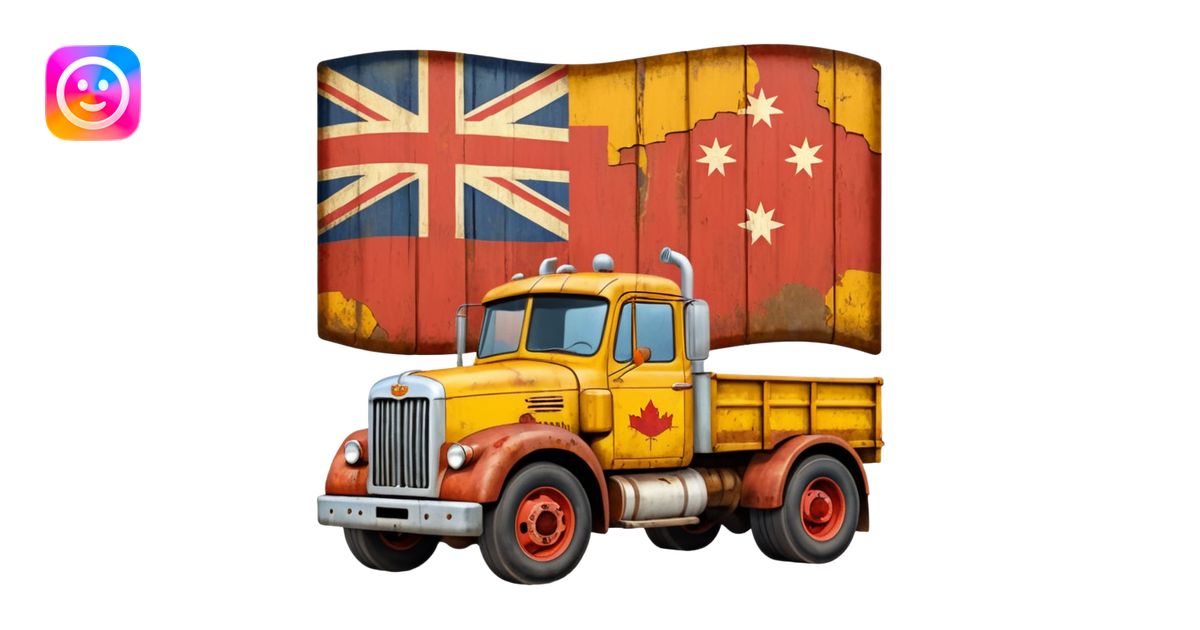 Old Mack truck with Australian flag decal emoji | AI Emoji Generator