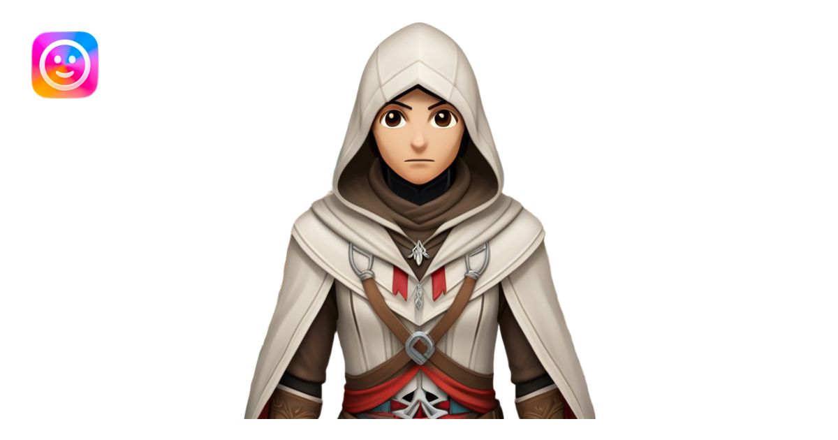 icon featuring Assasin's Creed in an iconic assassin's hood, standing ...