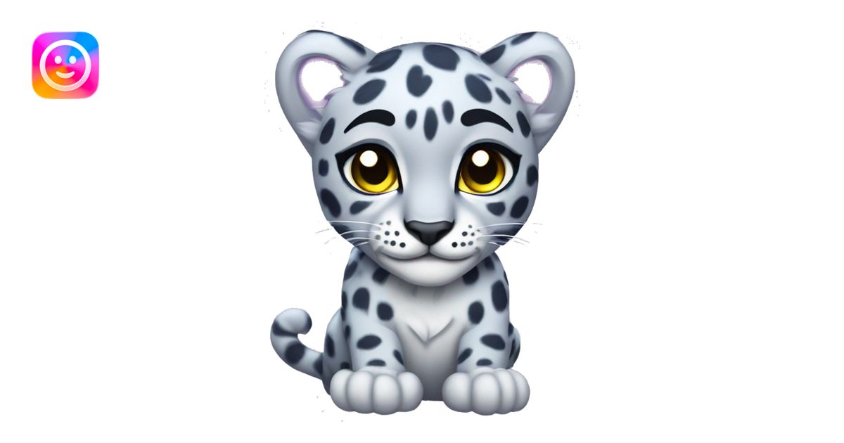 neon rainbow snow leopard cub emoji | AI Emoji Generator
