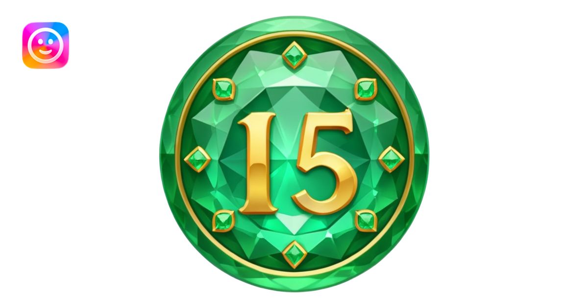 A round emerald sign for a paid subscription and level 5 jewels with ...