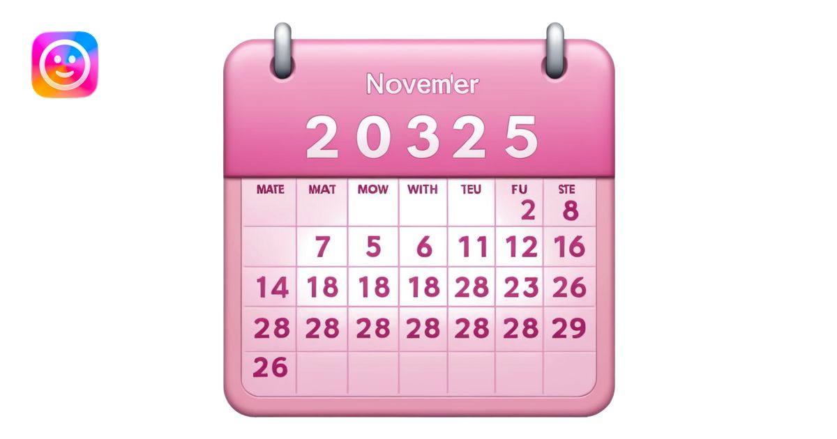 pink calendar of november 2025 emoji | AI Emoji Generator