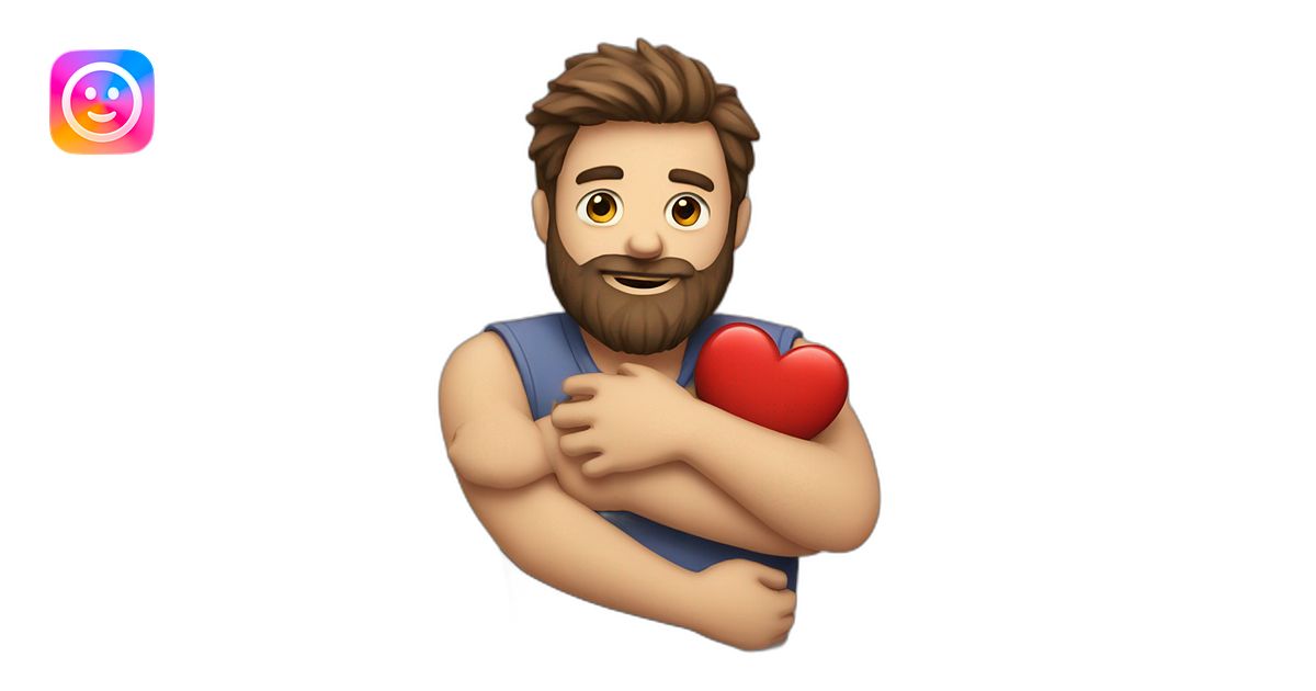 bearded man hugging a heart emoji | AI Emoji Generator