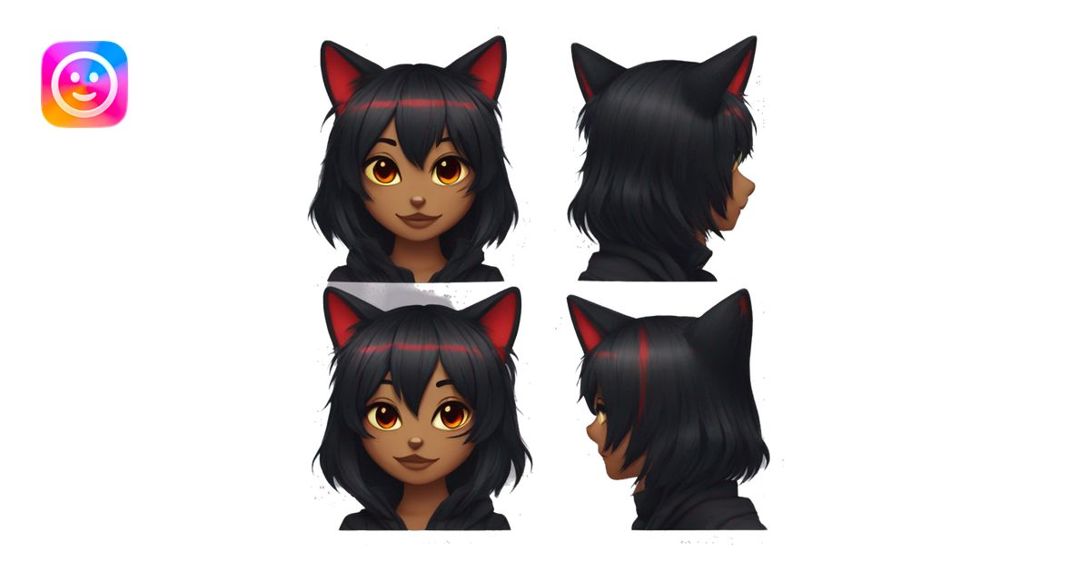 Anthro Edgy Cool Beautiful Black Cat-Fursona with Emo Hair-bangs with ...