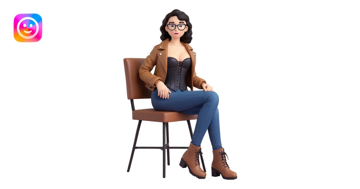 3D animated drawing of a slim, light-skinned woman with wavy black hair ...