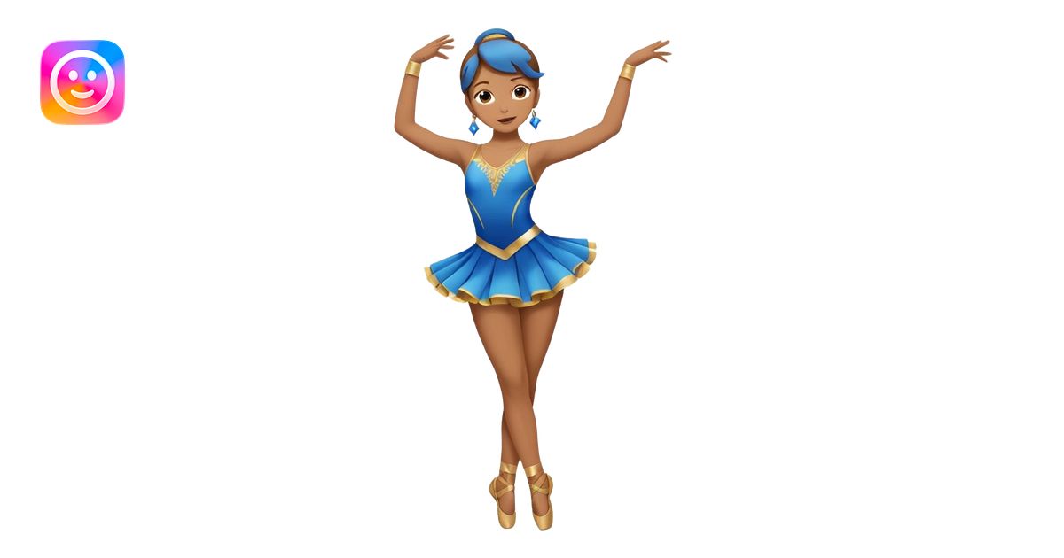 blue jazz style dance costume on light brown hair full body emoji | AI ...