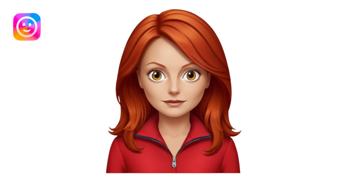 Geri Halliwell with red hair and red outfit emoji | AI Emoji Generator