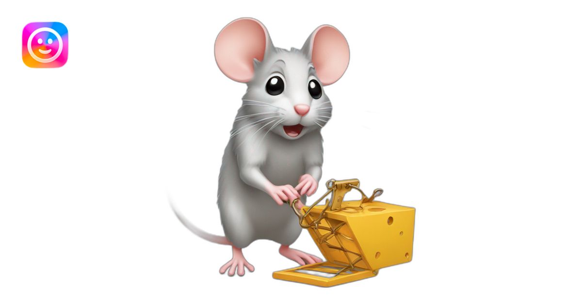 a mouse captured by a mouse trap emoji | AI Emoji Generator
