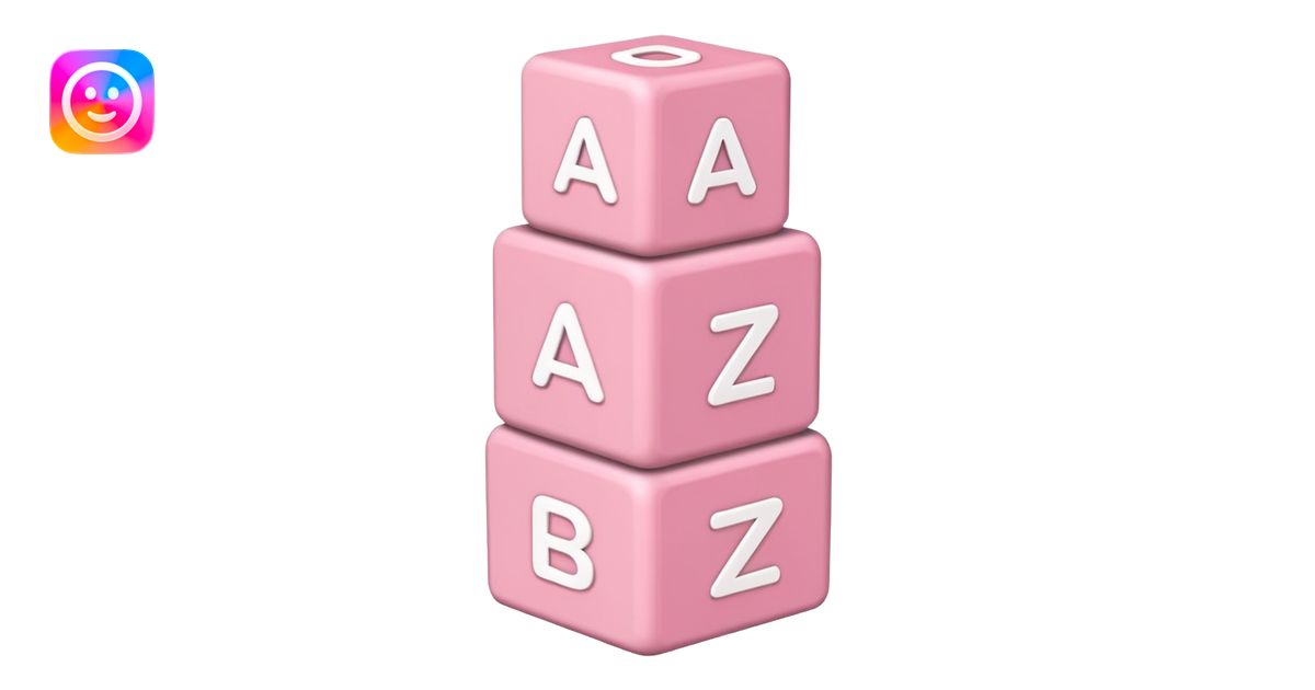 Light pink and white toy alphabet blocks stacked emoji | AI Emoji Generator