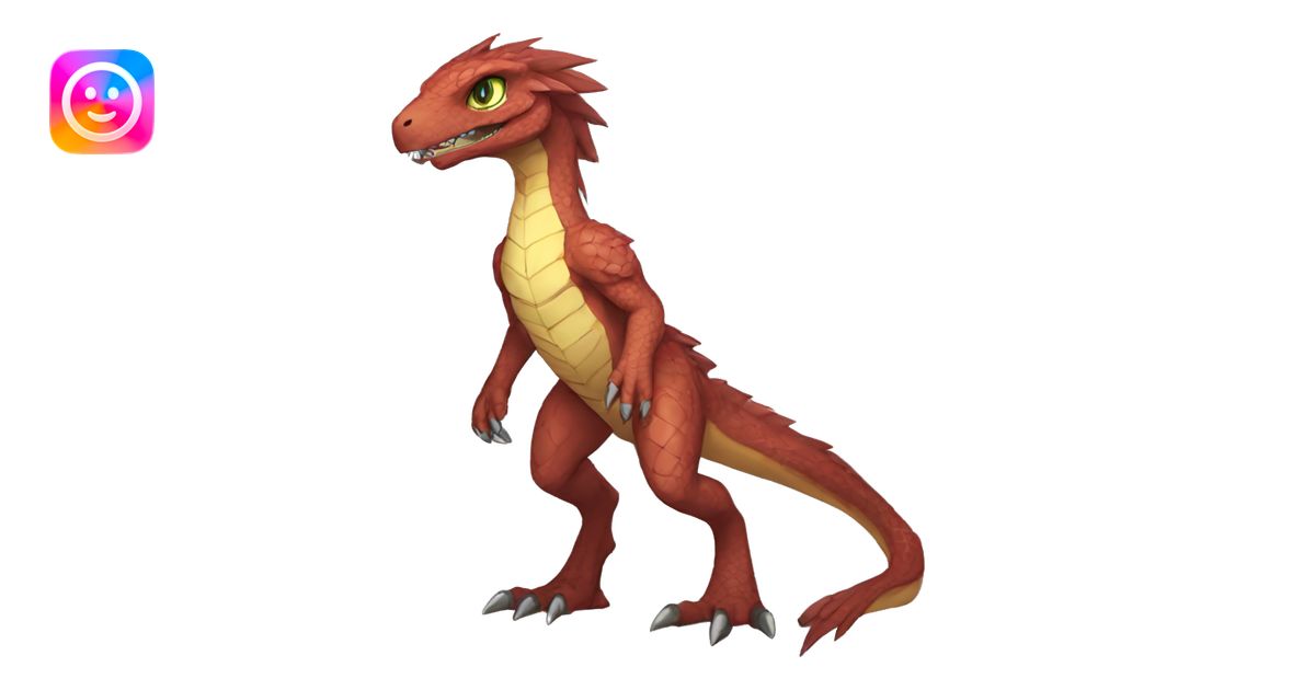 Anthro Sona Fakemon Reptilian Draco-Raptor Full Body emoji | AI Emoji ...