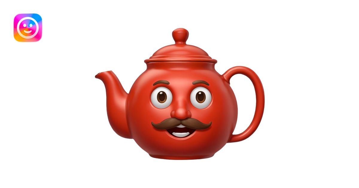 talking teapot red with mustach emoji | AI Emoji Generator