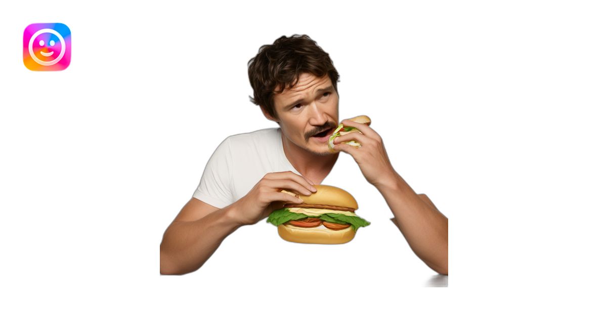 Pedro Pascal eating a sandwich meme emoji | AI Emoji Generator