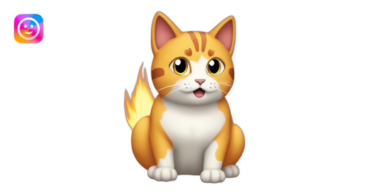 Sitting-bicolor-cat-fire-type-pokemon-shocked emoji | AI Emoji Generator