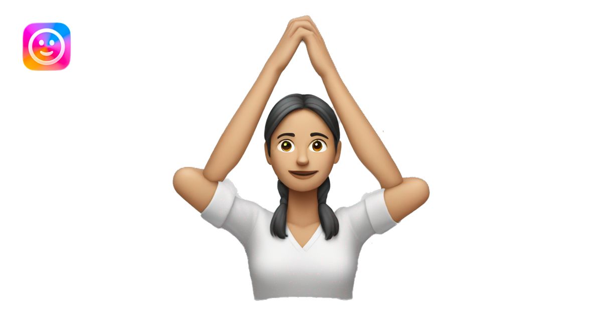 woman with both hands above her head, formed as a triangle emoji | AI ...