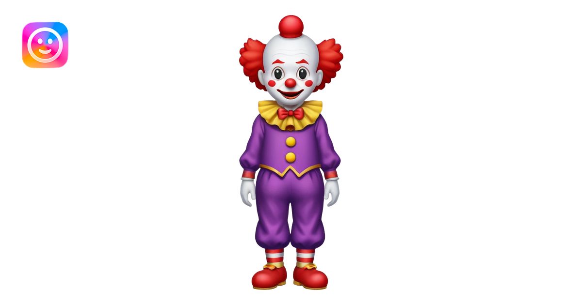 Clown standing up looking between his legs emoji | AI Emoji Generator