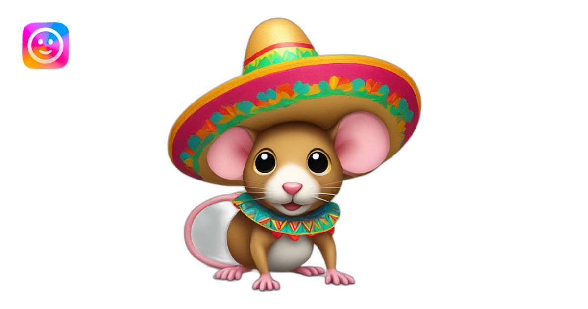Mouse with a Mexican colourful sombrero on his head emoji | AI Emoji ...