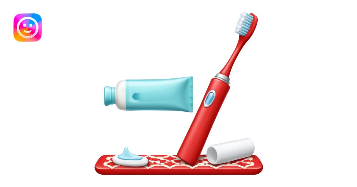 Toothbrush and toothpaste with Salah mat emoji | AI Emoji Generator