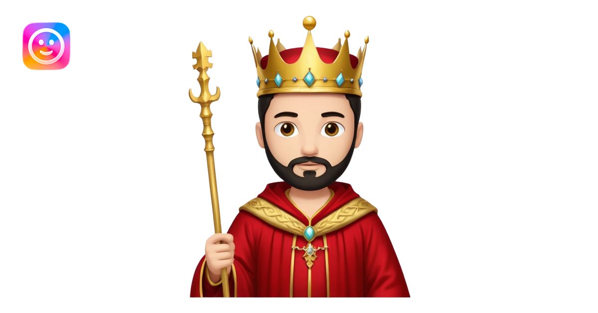 Bearded King, young king with short black beard, royal staff in hand ...