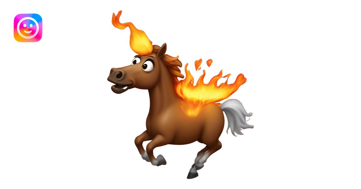 Flaming poop riding a horse emoji | AI Emoji Generator