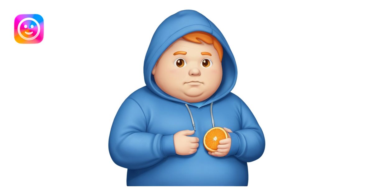 Fat orange guy with blue sweater and hoodie caseoh emoji | AI Emoji ...