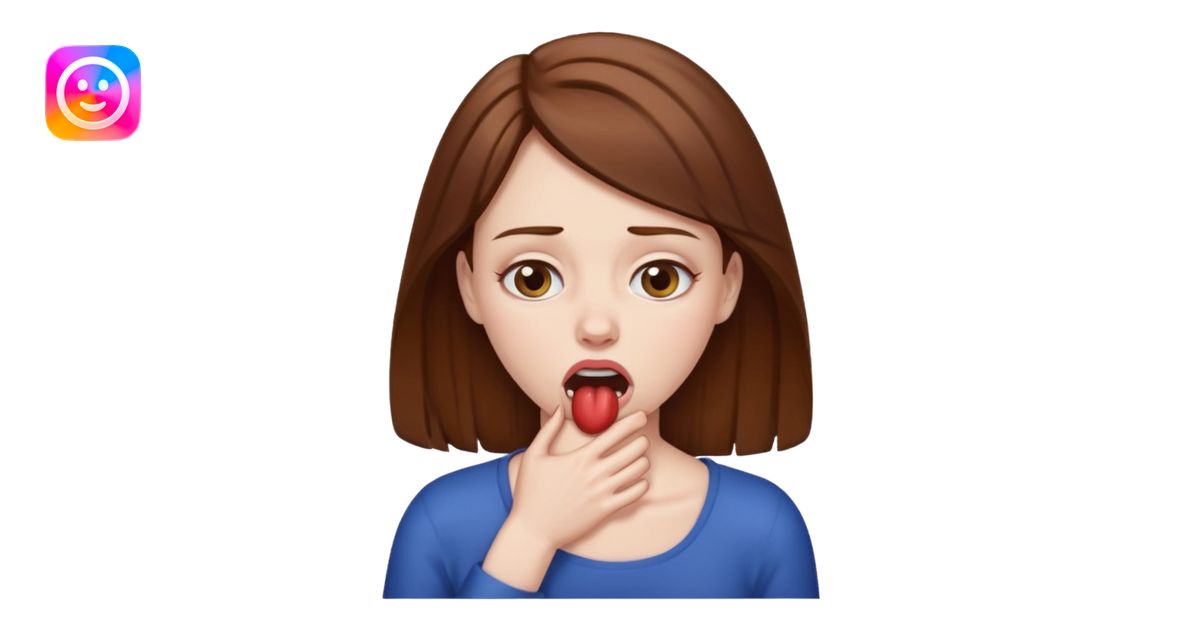 woman with brown hair choking herself out emoji | AI Emoji Generator