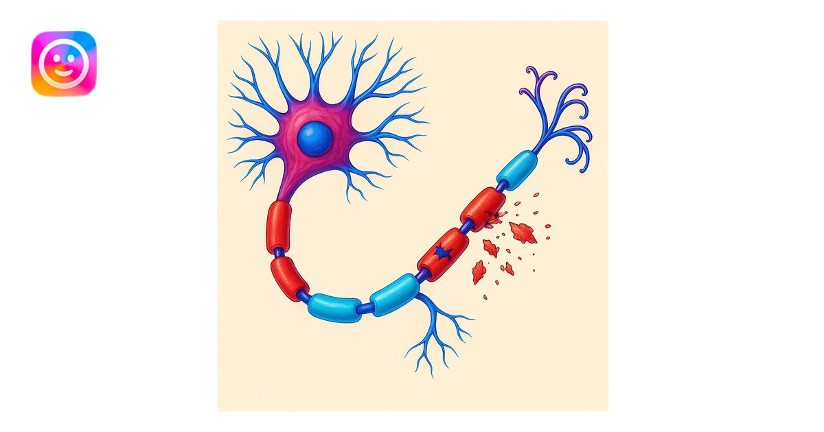 Make the neuron and myelin sheath illustration more colorful with ...
