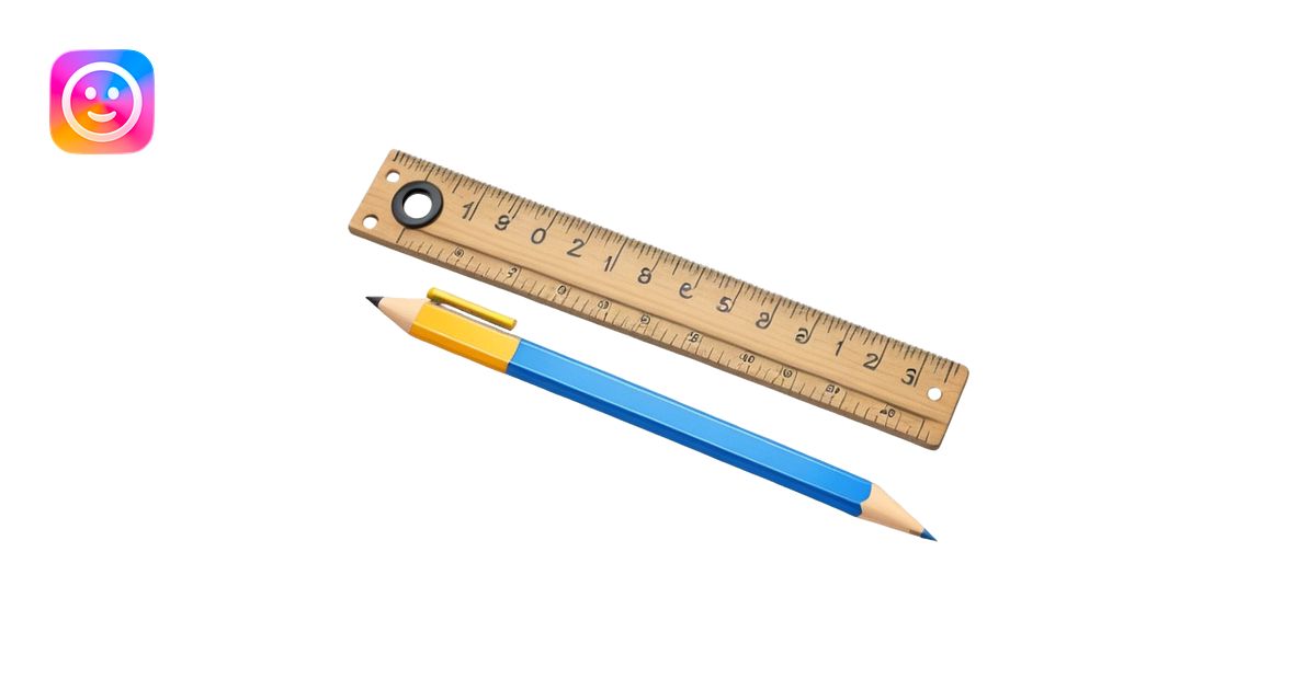 Ruler and protractor beside pencil emoji | AI Emoji Generator