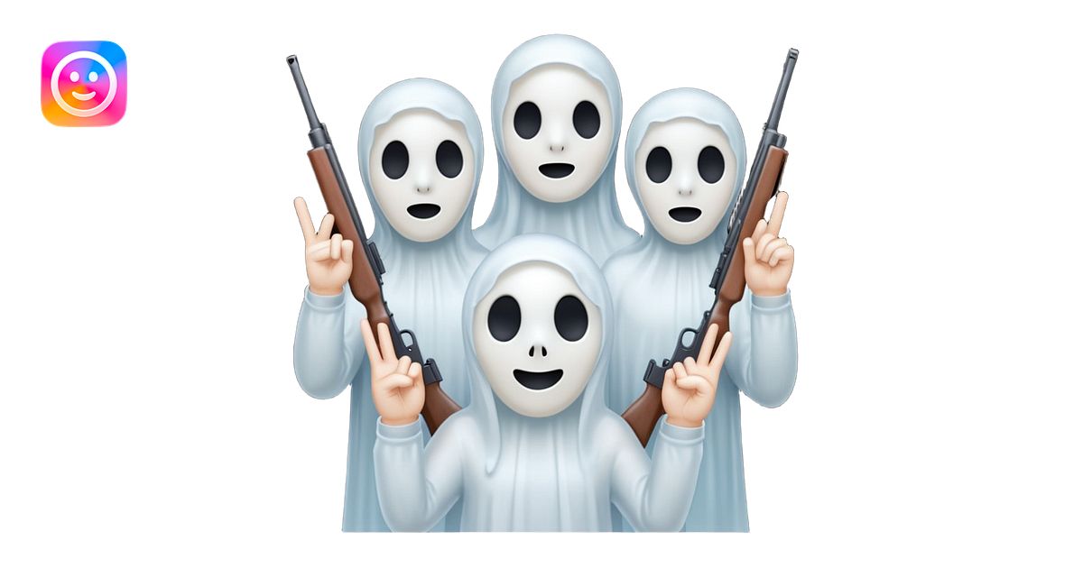 Fantasmas con un fusil y haciendo haciendo en en forma de ️ con los ...
