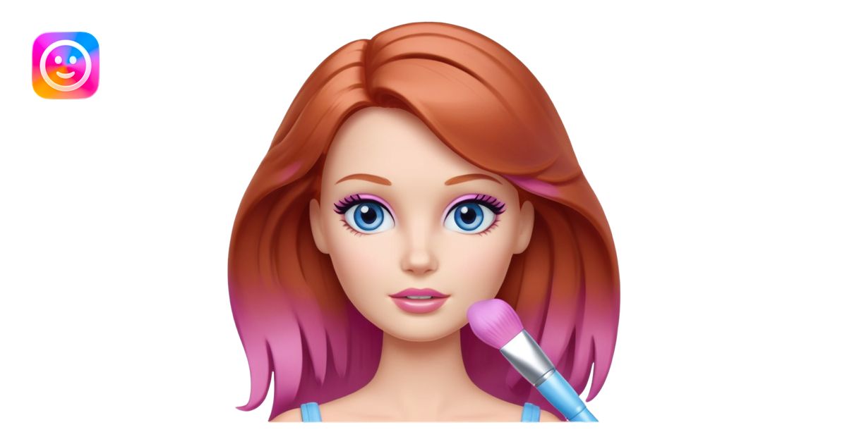 Barbie girl Chestnut-red Shoulder-length hair and blue eyes is In pale ...