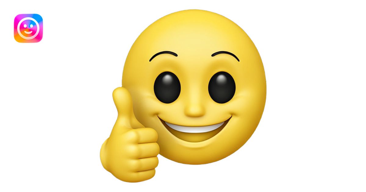 funny yellow smiley 3d face with thumbs up, uncanny emoji | AI Emoji ...