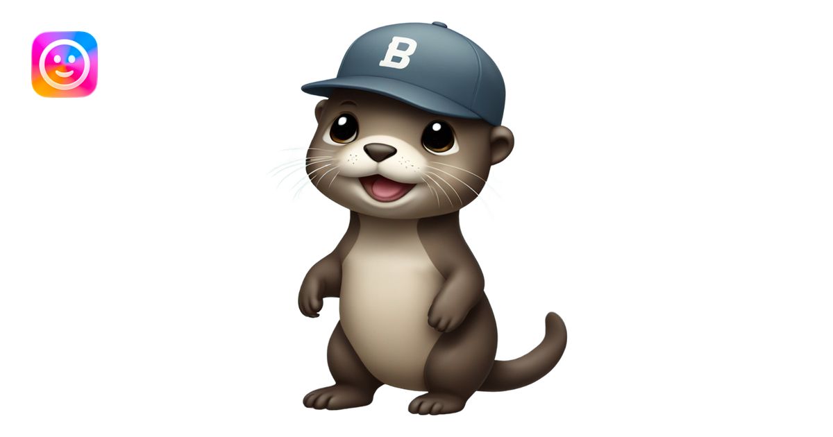 Cute baby otter. Wearing backwards baseball hat. Full body. emoji | AI ...