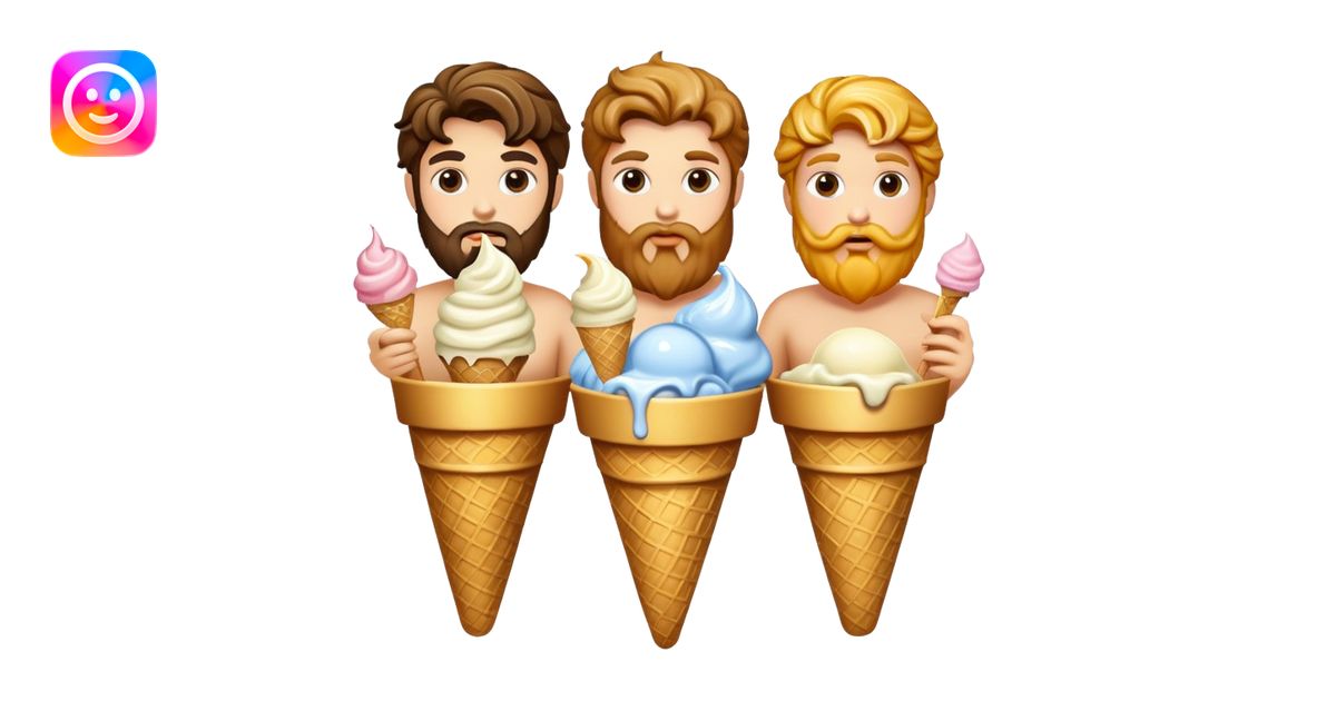 Zeus and other Greek gods enjoying ice cream emoji | AI Emoji Generator