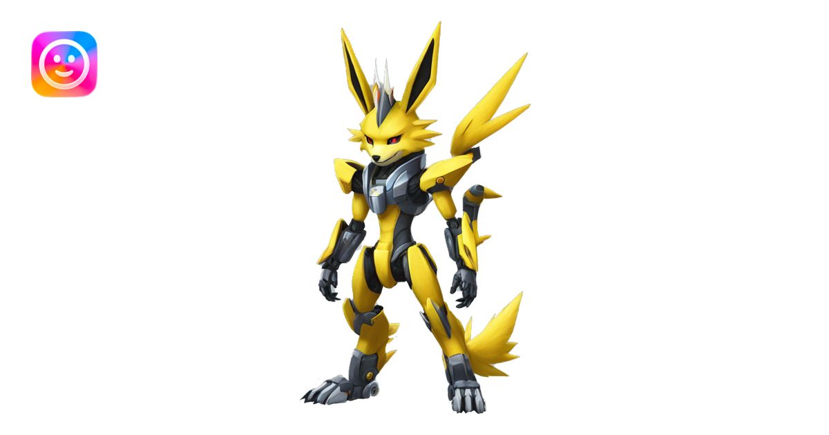 Renamon-Jolteon-Zeraora-medabot-mecha full body emoji | AI Emoji Generator