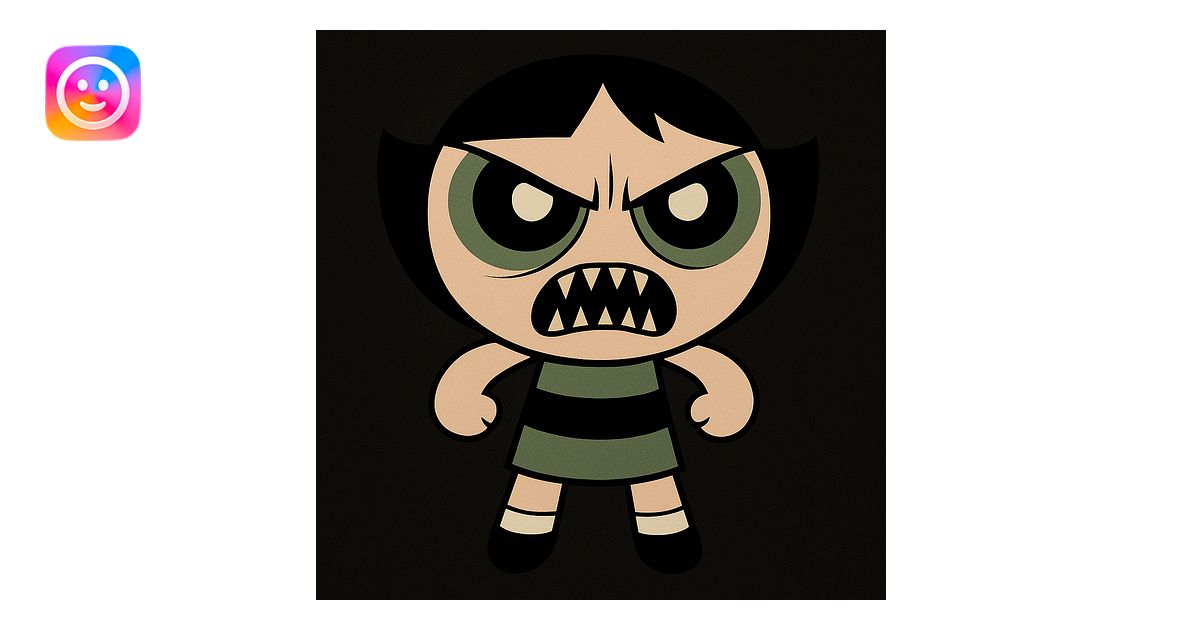 Make Buttercup from Powerpuff Girls scary like the reference, with a ...
