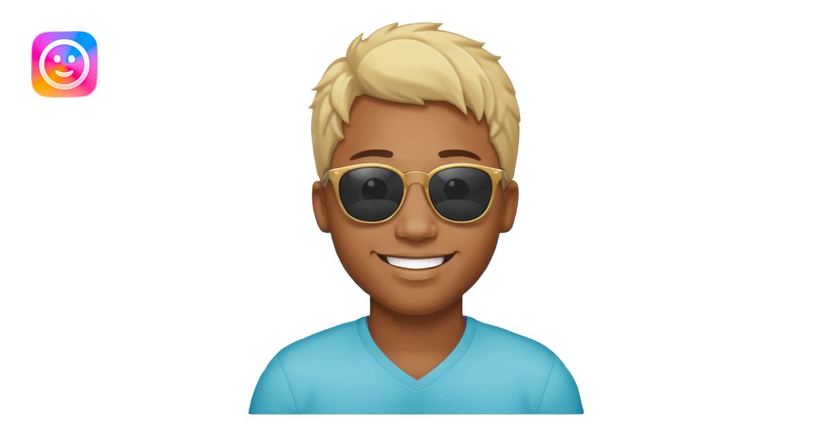 Black man hair smiling with blonde in love at ocean emoji | AI Emoji ...