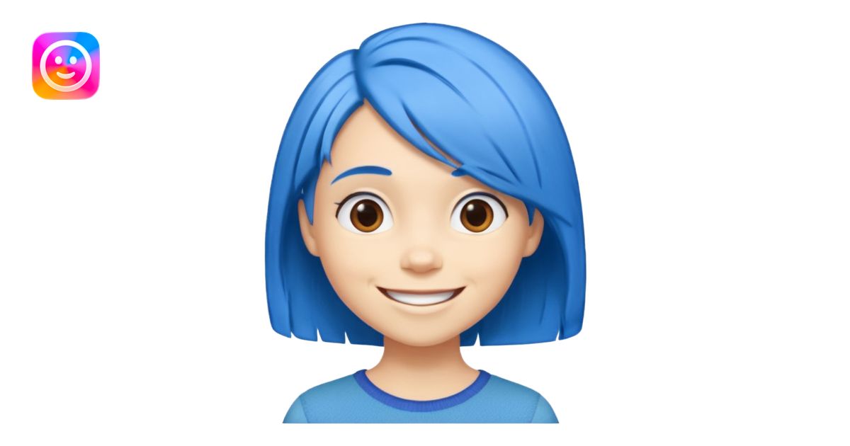 Joy (blue hair) from The Inside Out movie emoji | AI Emoji Generator