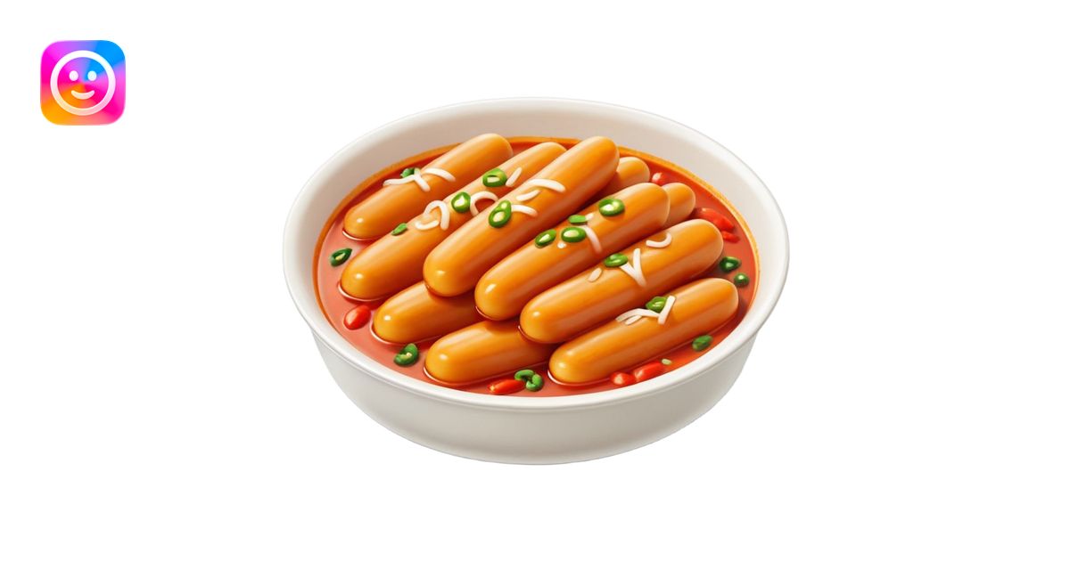 tteokbokki, spicy Korean rice cakes, vibrant, appetizing emoji | AI ...