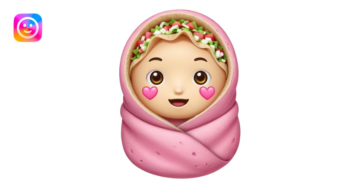 pink hearts burrito valentine hearteyes face cute kawaii niche emoji ...