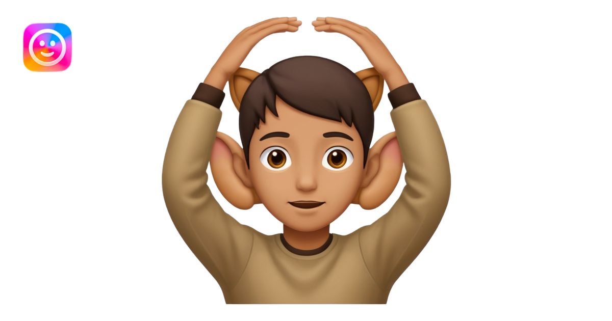 My imoji touch both ear emoji | AI Emoji Generator