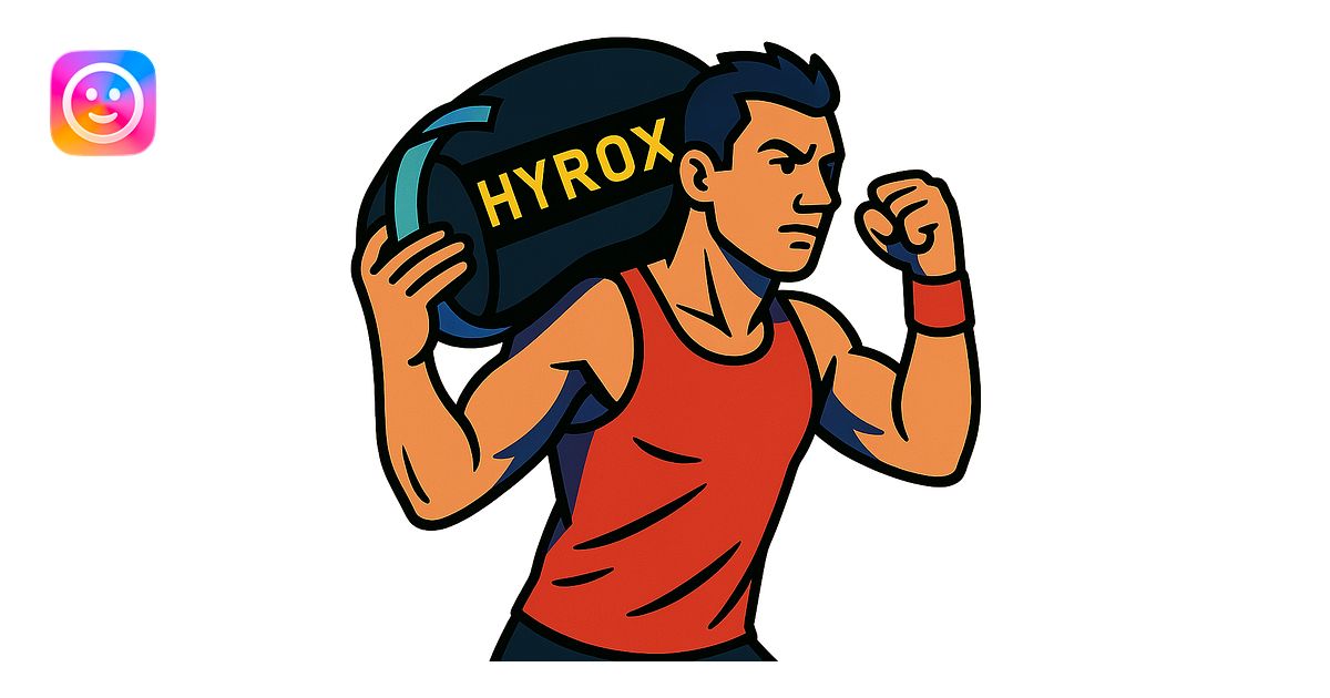 athlete with Hyrox sandbag on shoulder in vibrant toon style ...