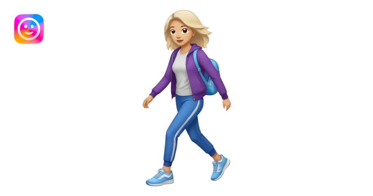 iOS emoji style - a woman in casual clothes and wearing trainers ...