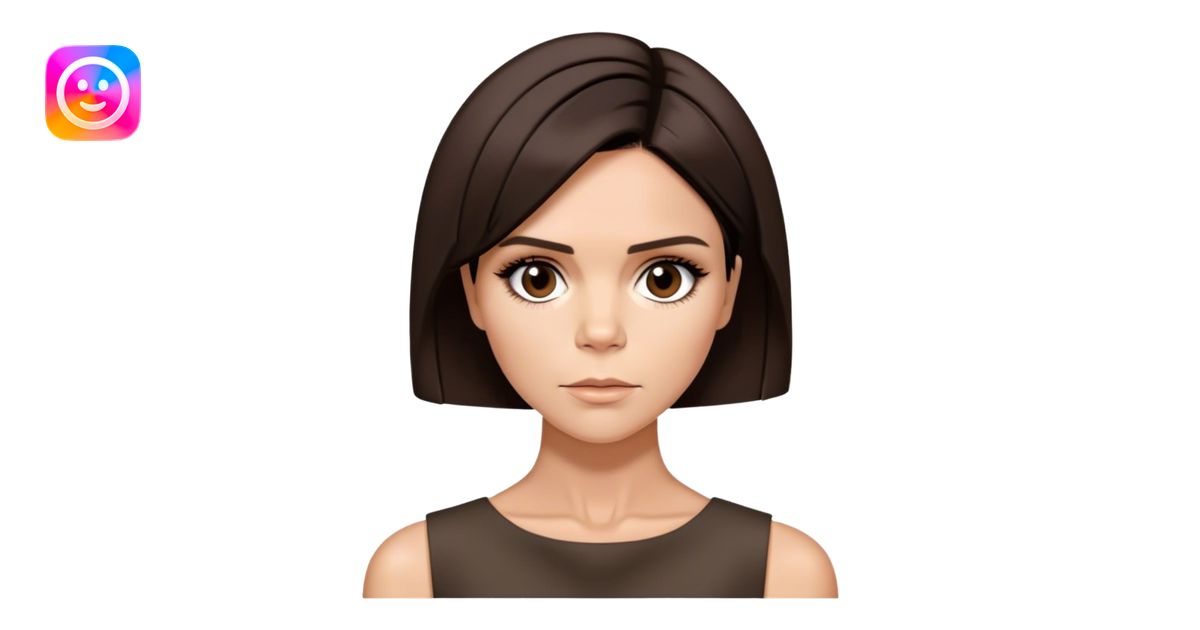 Victoria Beckham circa 1997 with short, dark brown, bob haircut parted down the center emoji ...
