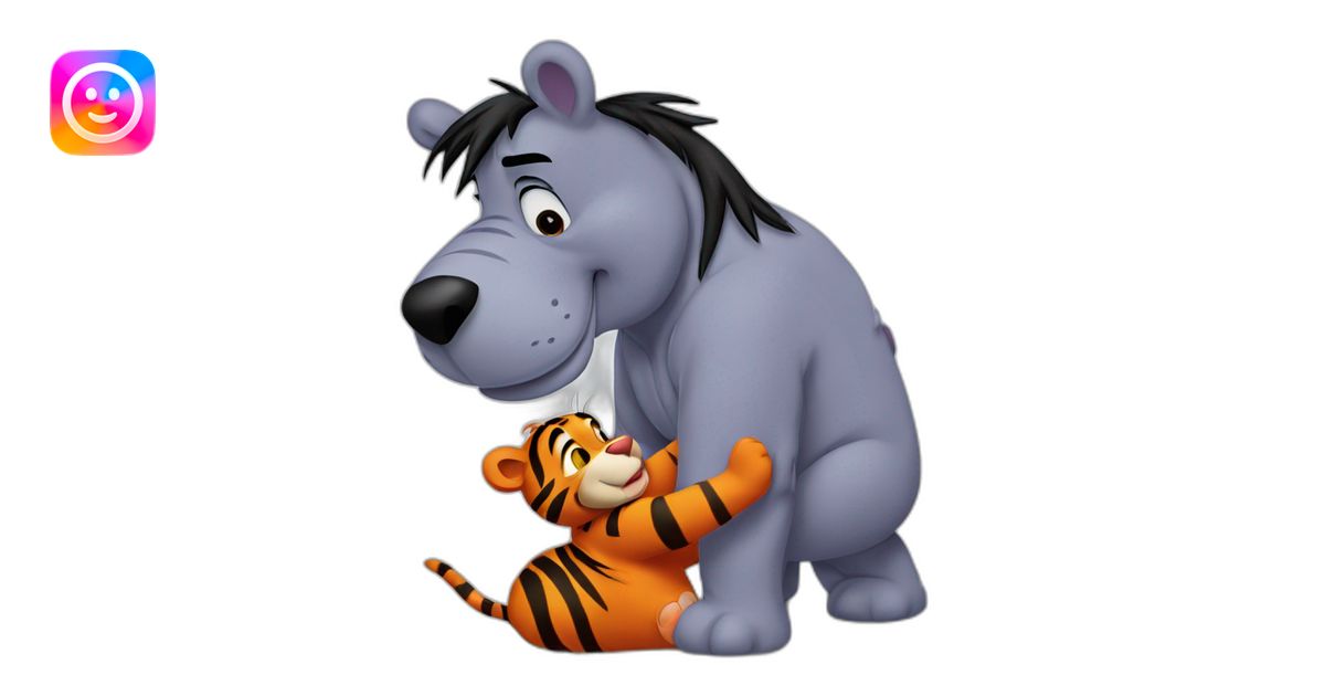 Tigger kissing Eeyore emoji | AI Emoji Generator