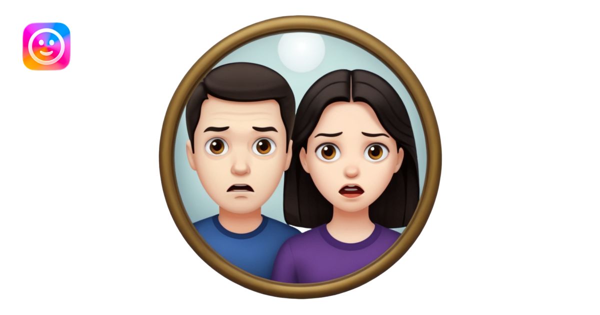 Spooky Man in mirror behind woman emoji | AI Emoji Generator
