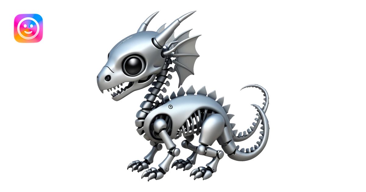 A skeleton robot dragon tiny cute emoji | AI Emoji Generator