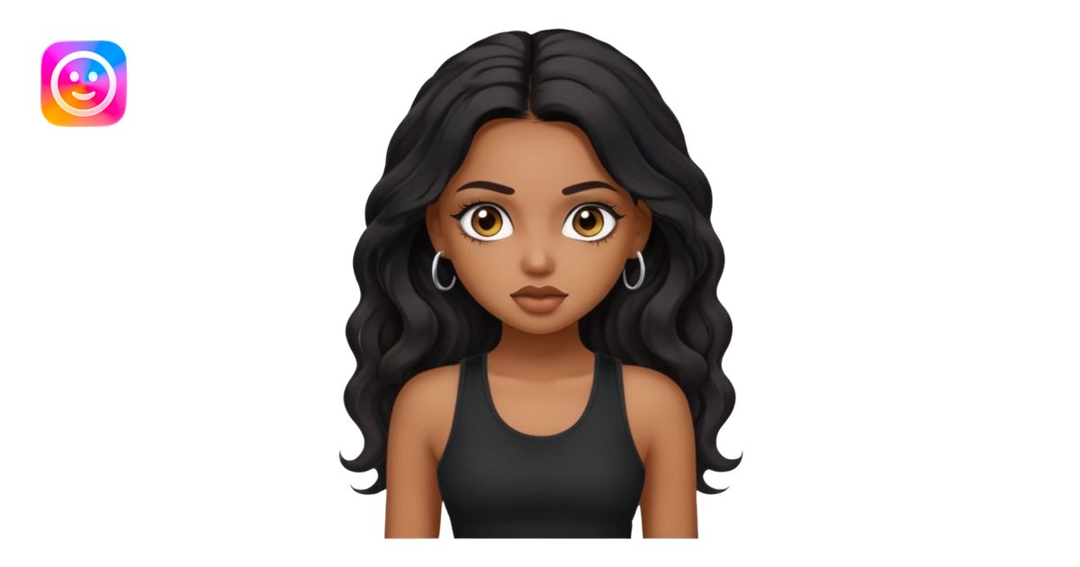 a pretty bratz dusky girl with long wavy black hair, kajal under eyes ...
