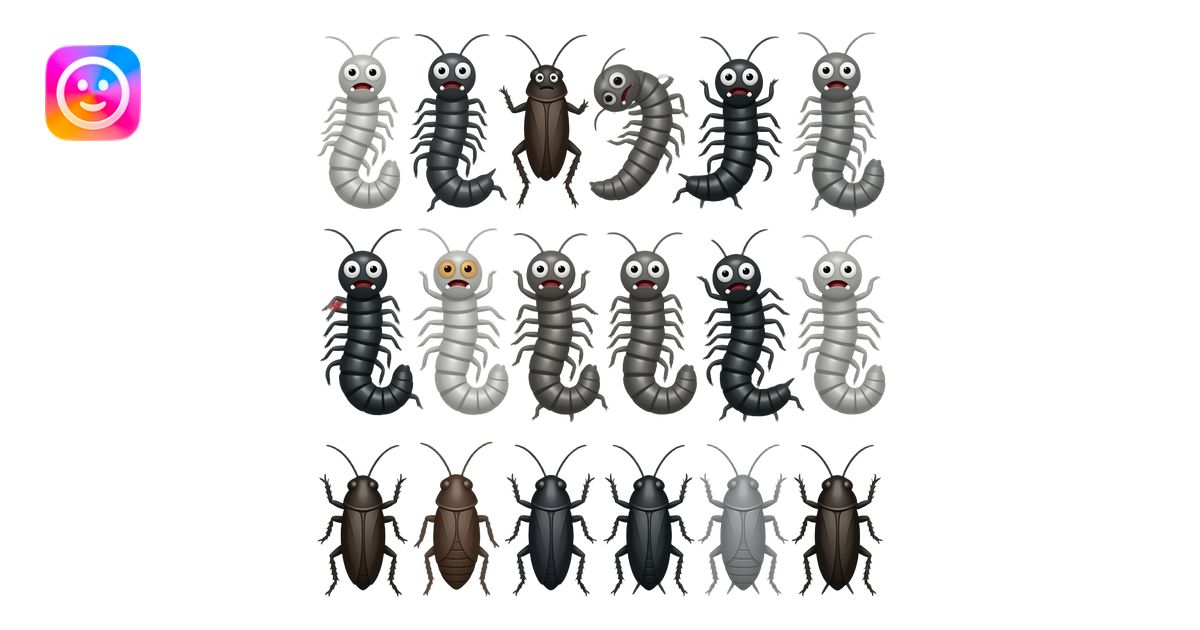 bugs emoji just millipedes cockroaches everywhere emoji shades of grey ...