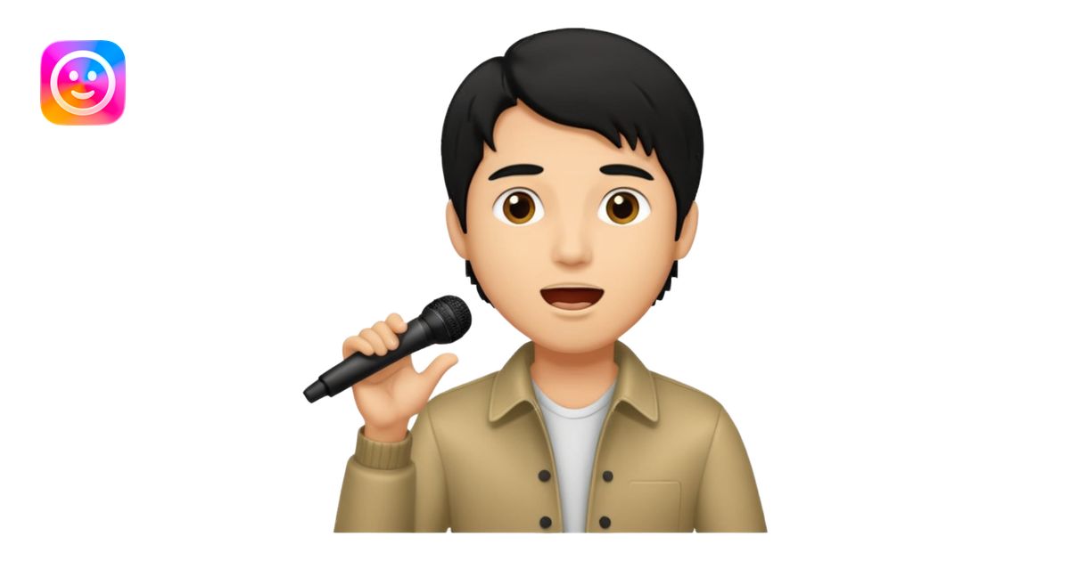 light black hair man singing emoji | AI Emoji Generator