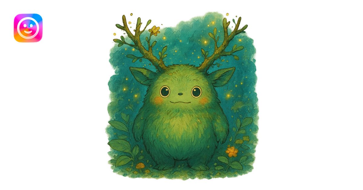 a whimsical forest spirit, ghibli style, detailed, vibrant, magical ...